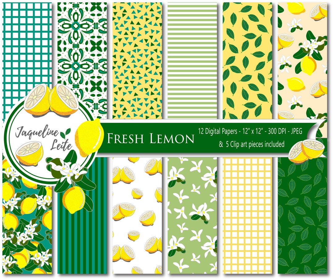 Lemon Digital Paper,12 Digital Paper Pack,digital,clip Art, Lemon ...