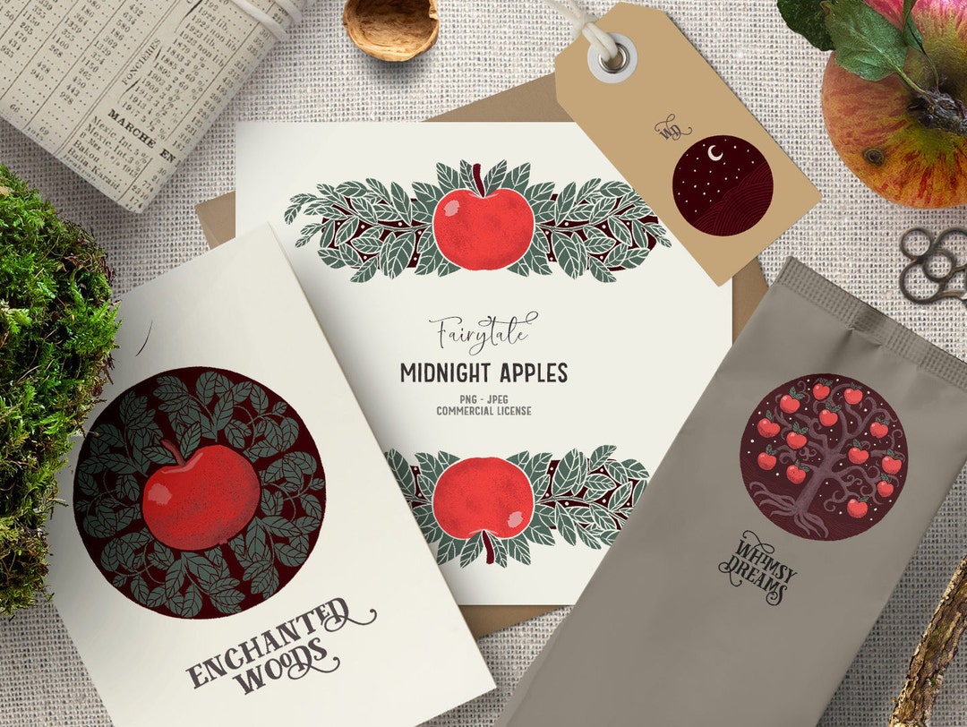 Digital Hand Drawn Autumn Clipart With Magical Apples. Fairytale Fall ...