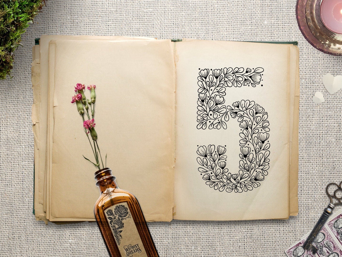 Digital Hand Drawn Floral Number Clipart. Flower Digital - Etsy UK