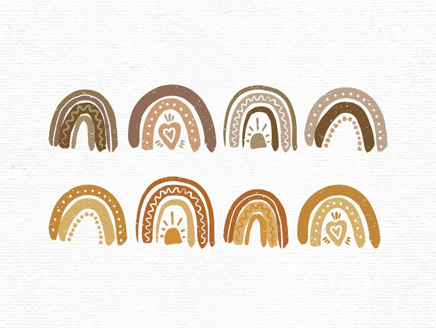 Digital hand drawn bohemian rainbow clipart. Earthy boho | Etsy