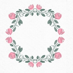 Digital Hand Drawn Floral Clipart in Pink. Rustic Rose Wreath Clip Art ...