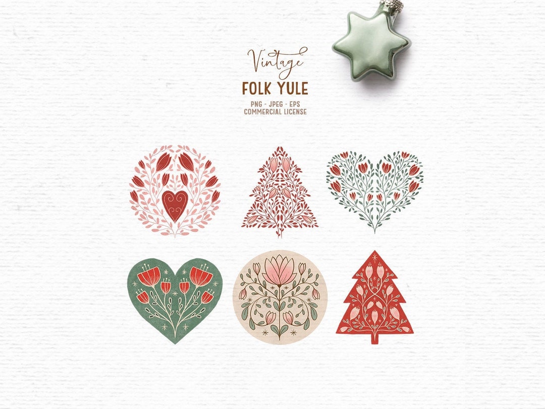 Digital Hand Drawn Traditional Christmas Clipart. Rustic Winter Clipart ...