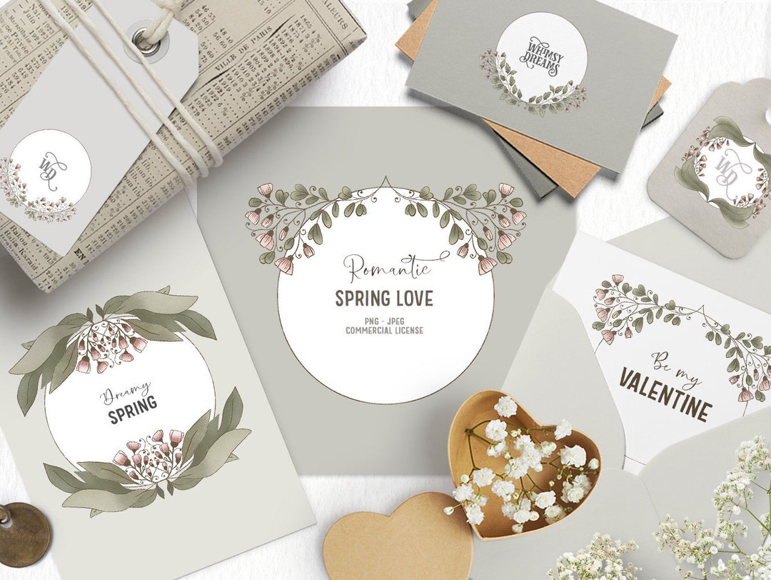 Digital Hand Drawn Vintage Spring Clipart. Cute Mothers Day Clipart ...
