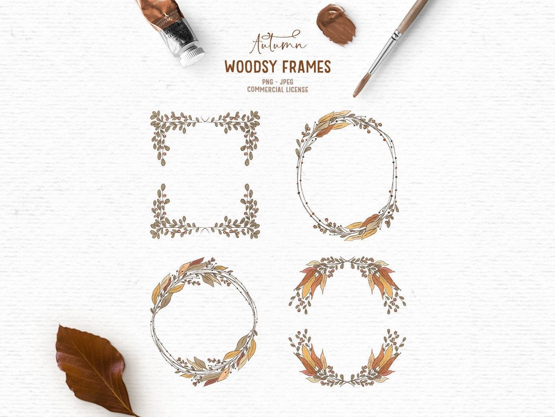 Digital Hand Drawn Autumn Clipart. Rustic Fall Clipart for Cardmaking ...