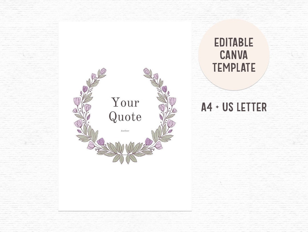 Editable Canva Template for Custom Quote Print. Cute Custom Quote Art ...