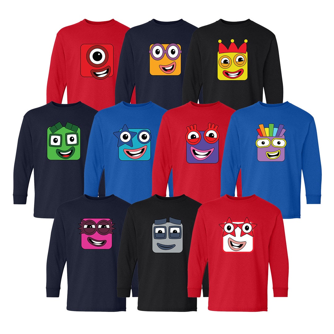 Numberblocks Long Sleeve T-shirt, Characters 1-10, Youth XS-XL, Toddler ...