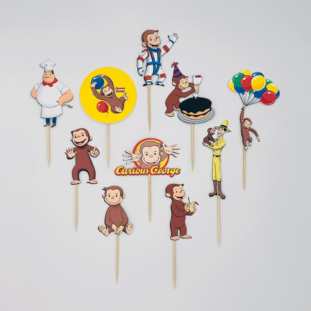 Curious George Cupcake Toppers, Curious George Cake Topper, Curious ...