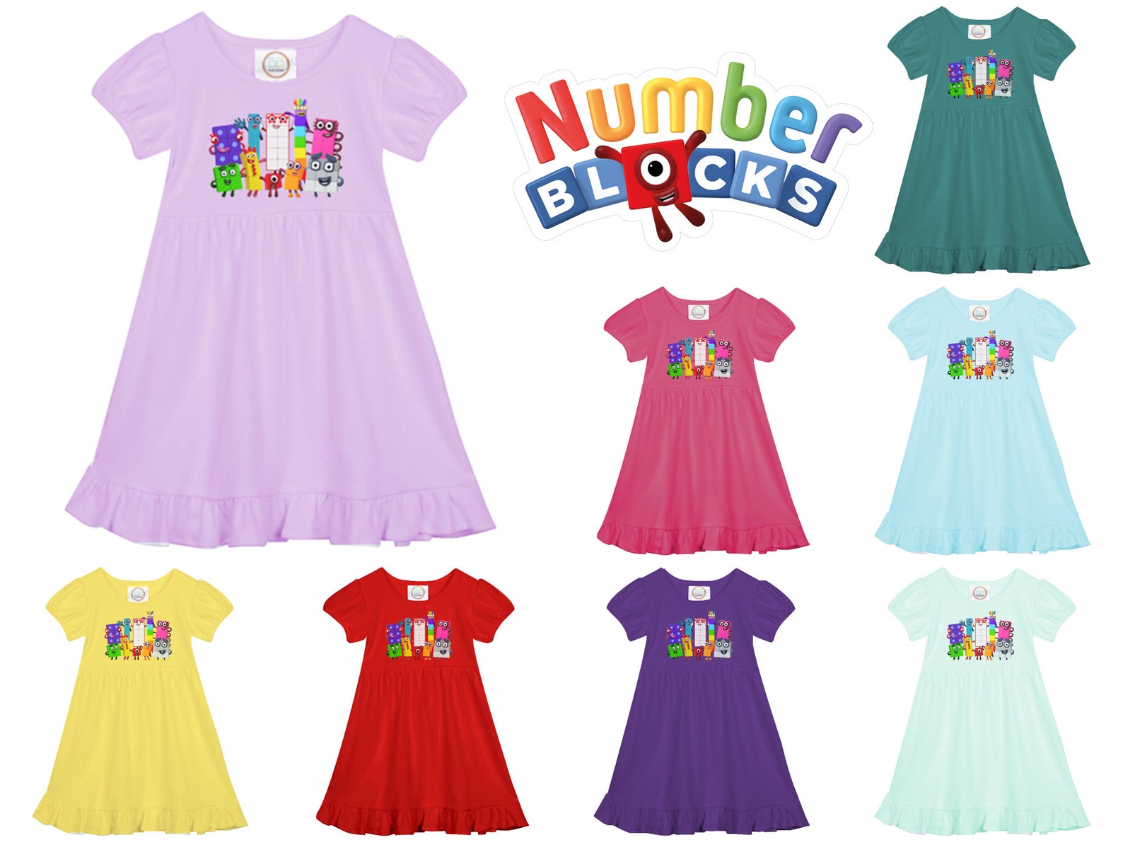 1-10 Numberblocks Dress Girl's Short Sleeve Ruffle Dress - Etsy