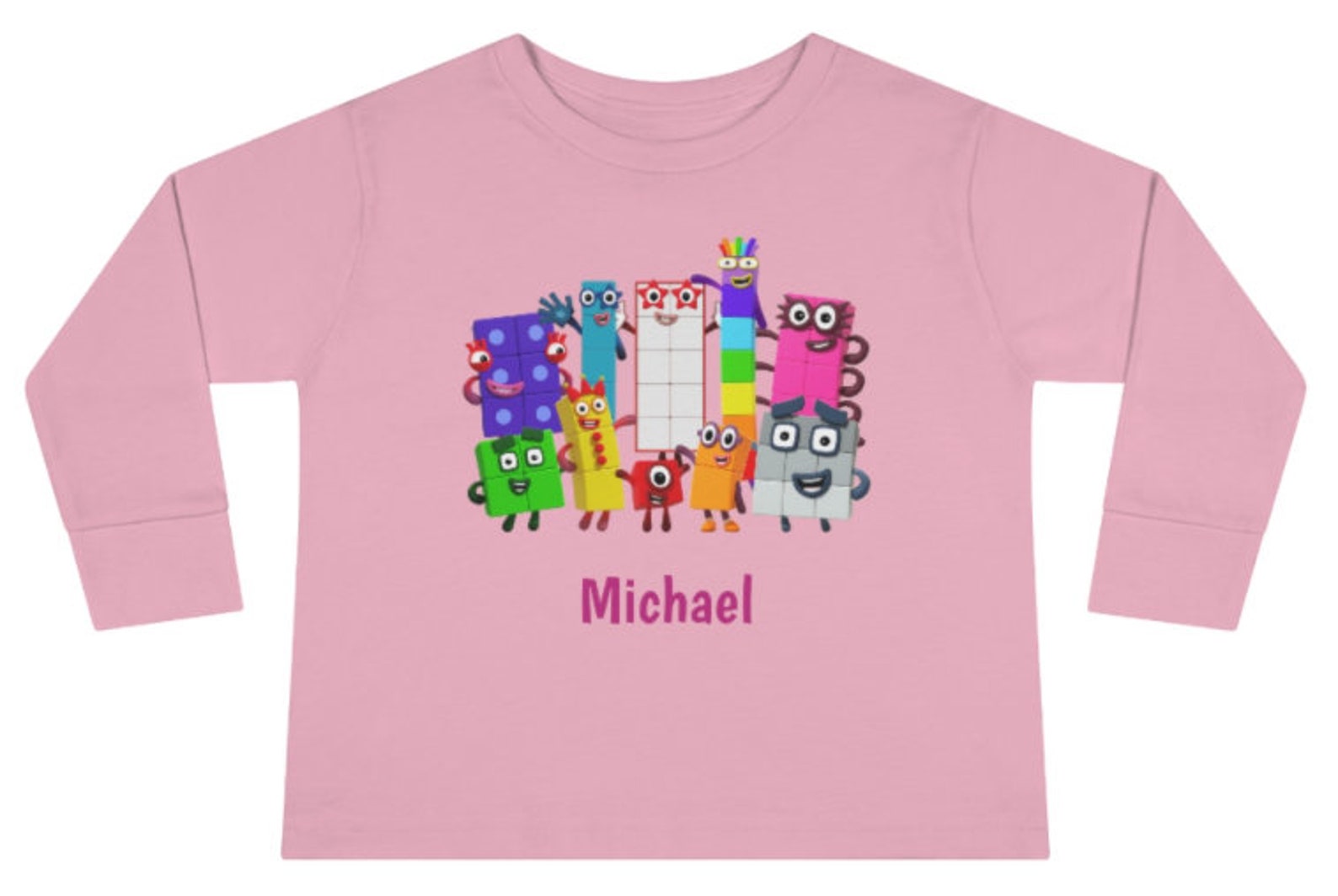 Personalized 1-10 Numberblocks Long Sleeve Shirt, 2T-6T, Unisex, 100% ...