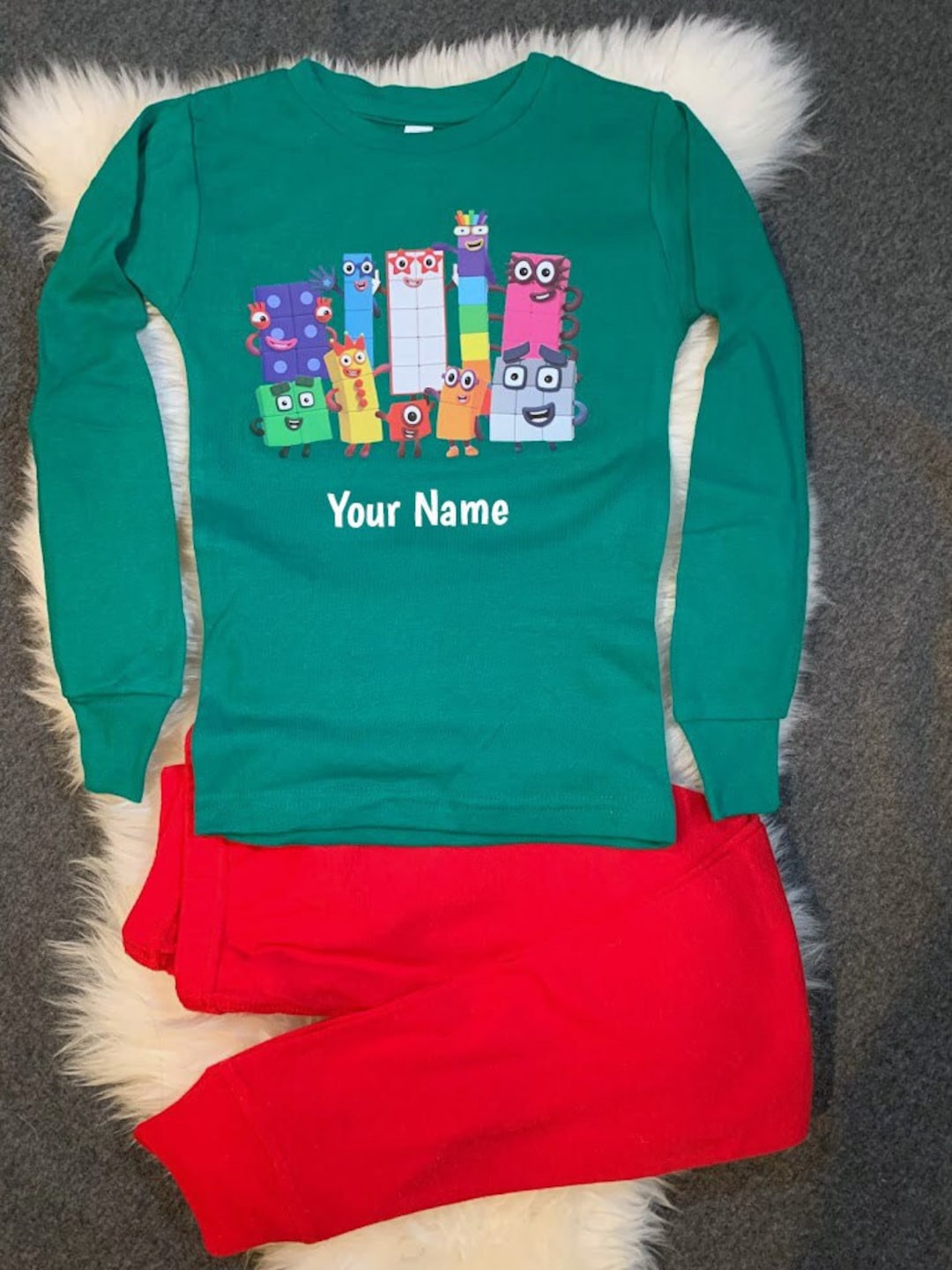 Personalized Numberblocks Pajamas Unisex Christmas Pajamas for Kids Red ...