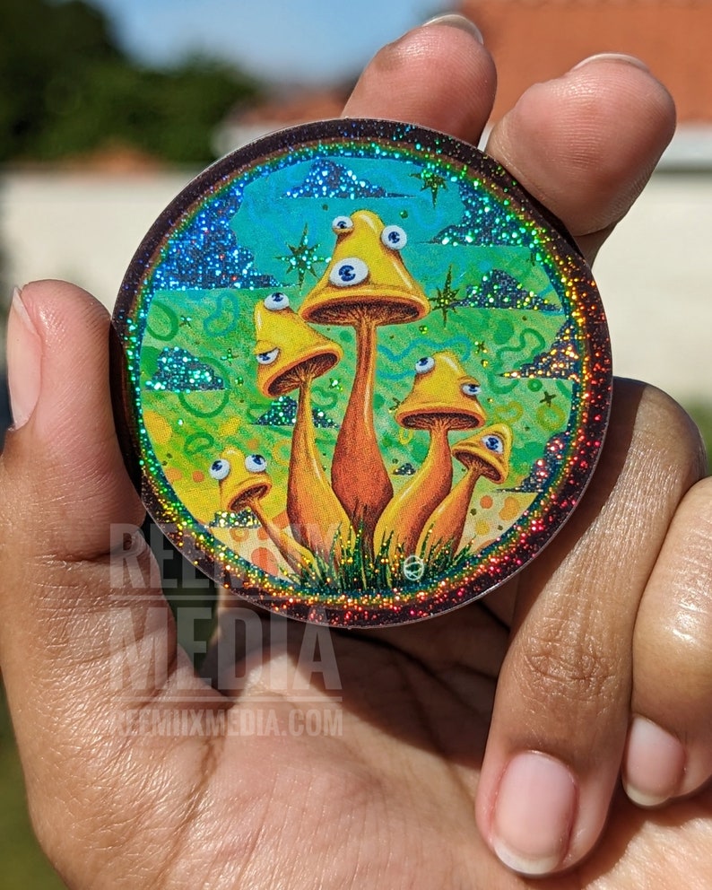 Golden Teachers 2x2 Pixie Dust Sticker Trippy Psychedelic Art Mushroom ...