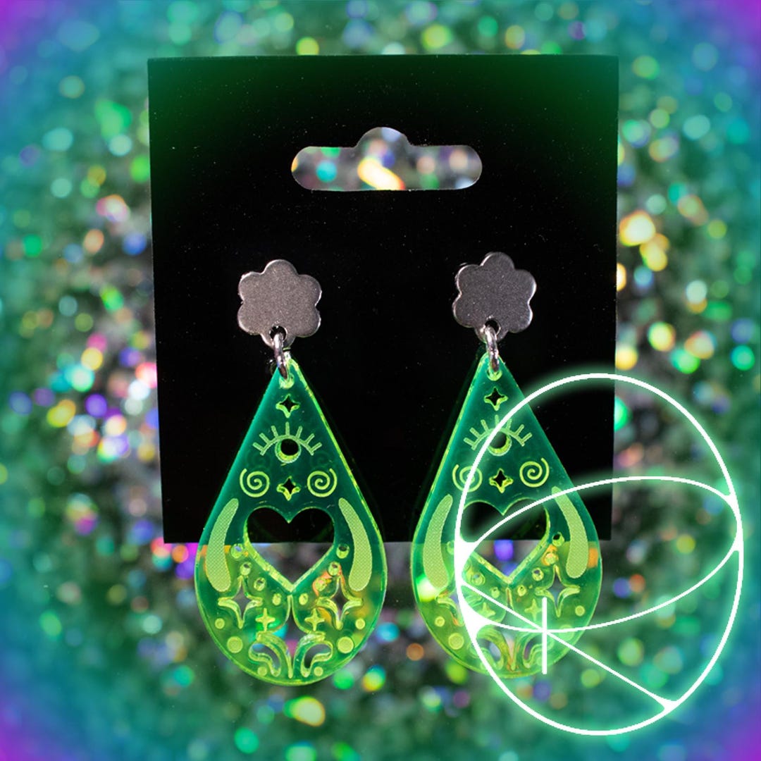 Neon Acrylic Earrings - "happy Tears" | Designed, Laser Cut ...