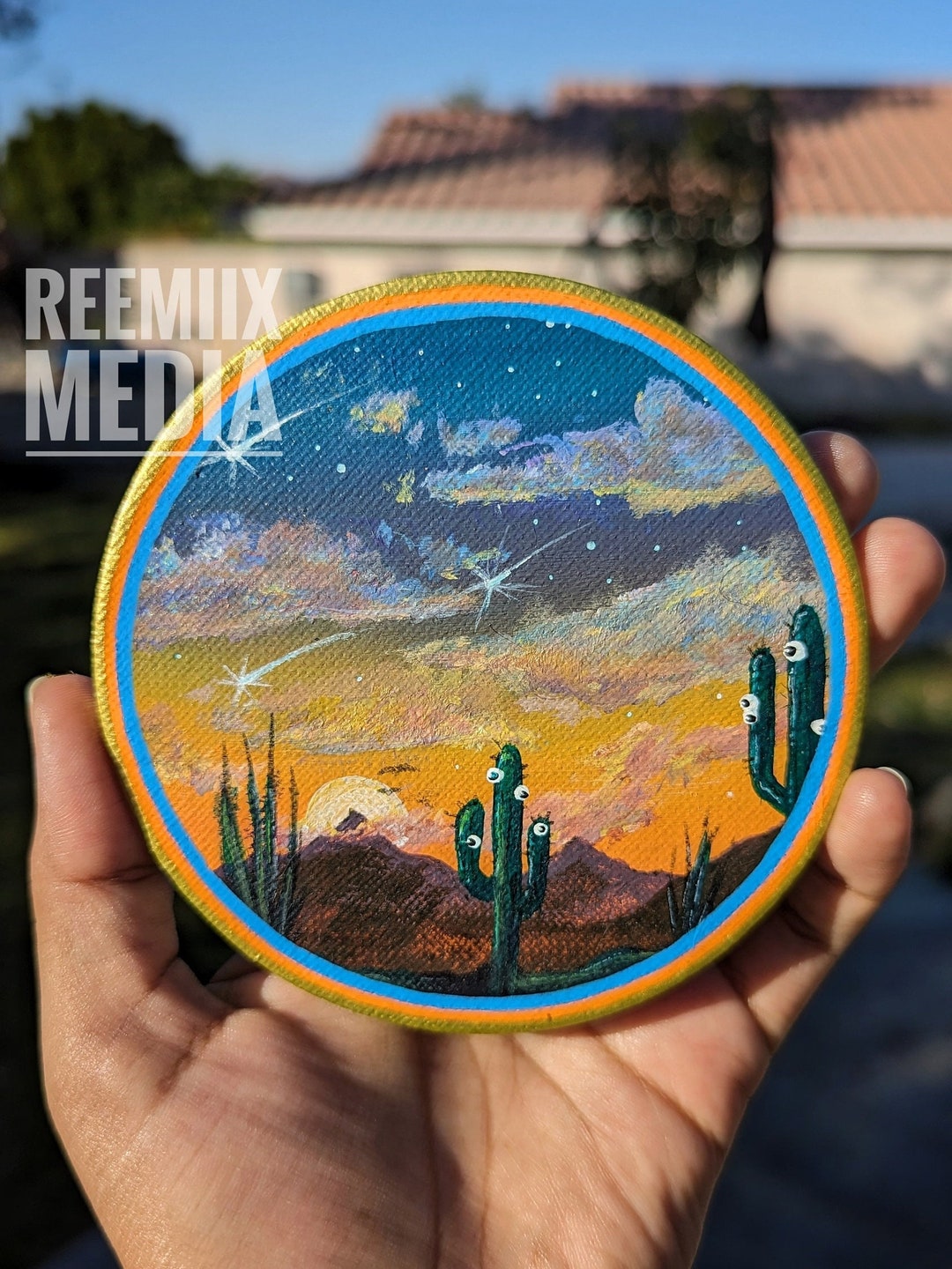 The Desert Has Eyes Original Painting 3x3inch Mushroom Painting Posca ...