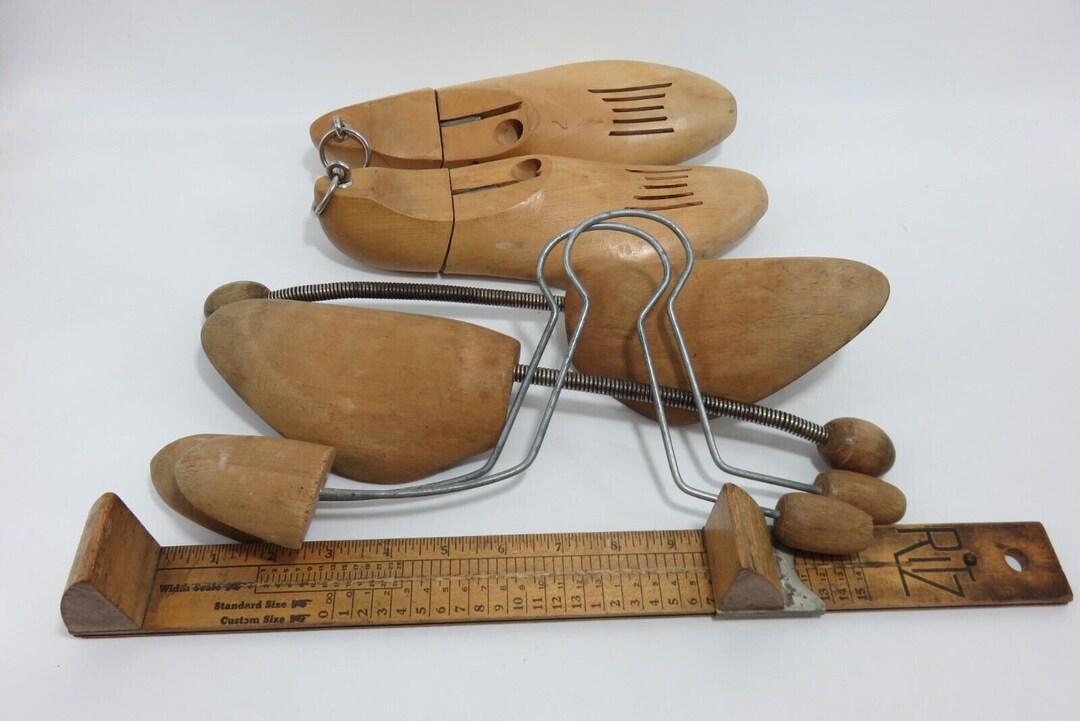 Vintage 1940s Wooden Shoe Cobblers Mold Stretchers Shoe Trees and Foot ...