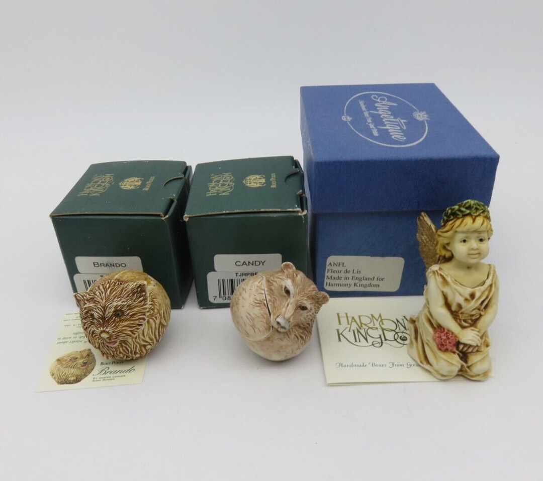 Harmony Kingdom Candy Bear and Brando Dog Roly Polys With Fleur-de-lis ...