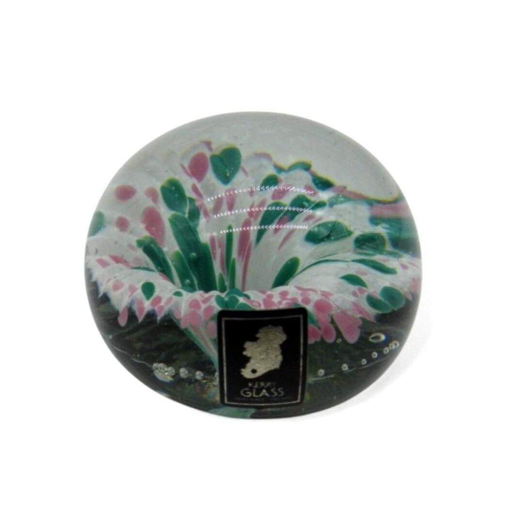 KERRY GLASS Paperweight With Handcrafted Floral Design Ireland Vintage ...