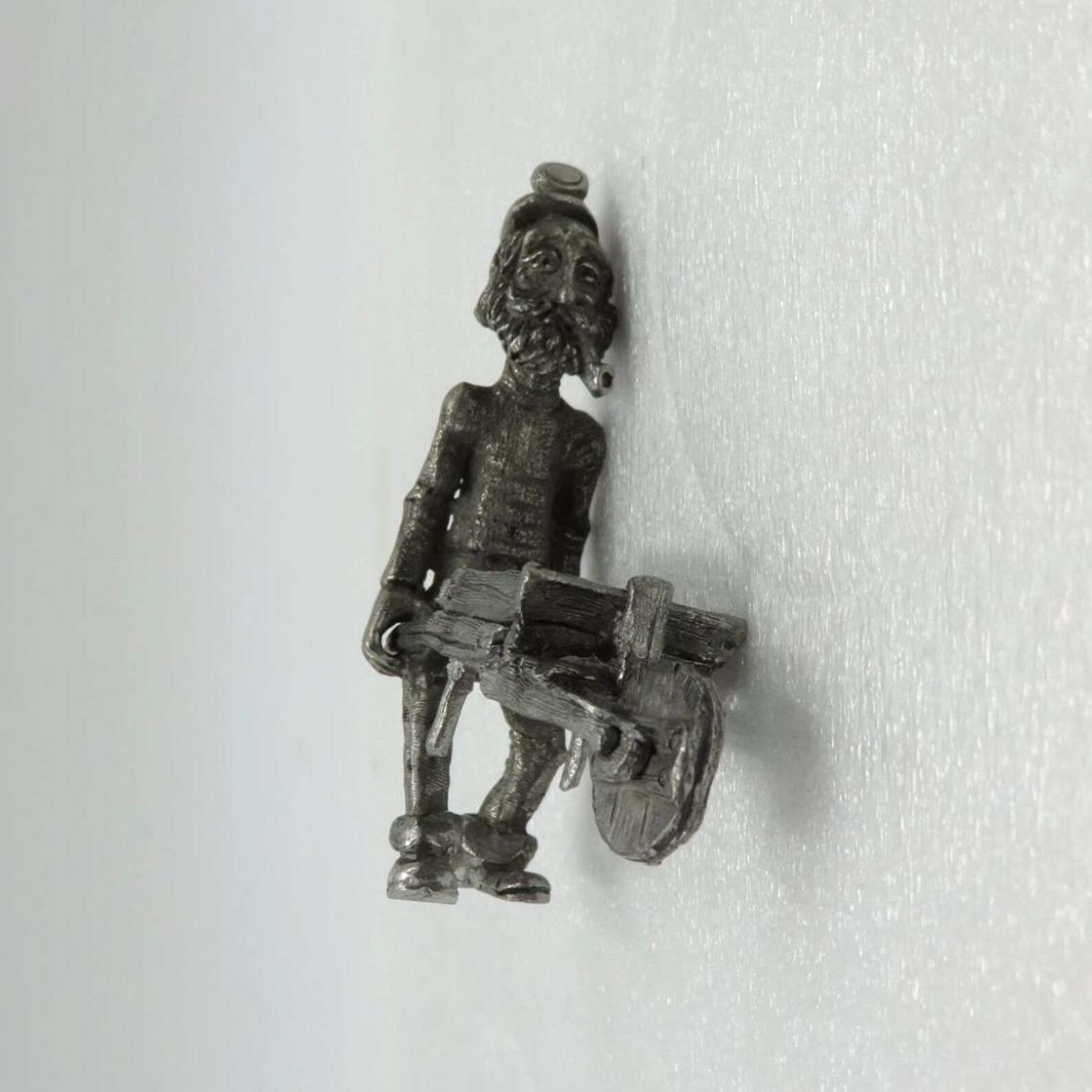 Pewter Coal Miner Miniature Figurine With Wheelbarrow England Signed ...