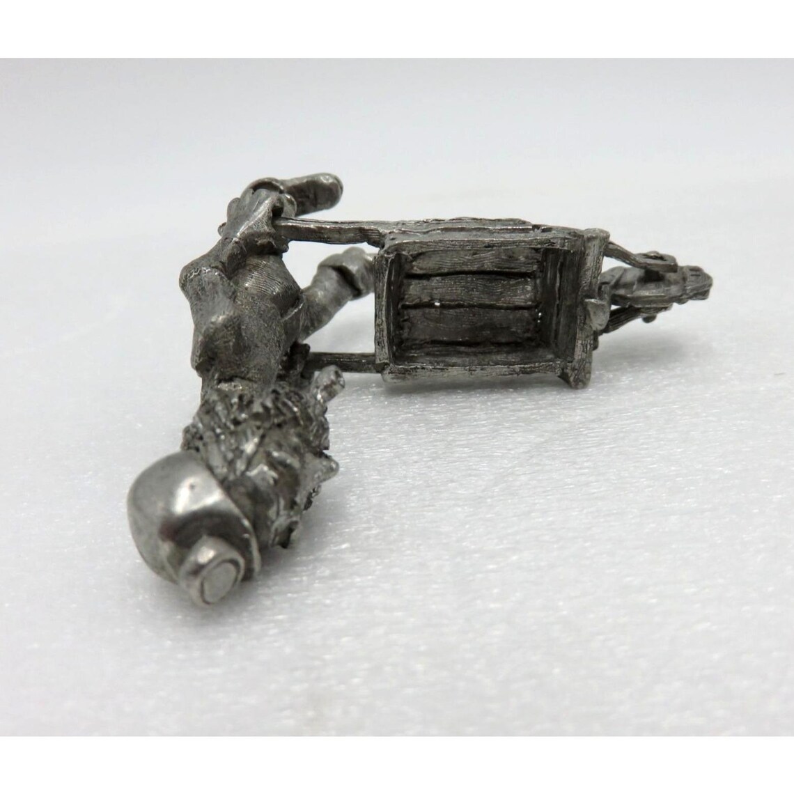 Pewter Coal Miner Miniature Figurine With Wheelbarrow England Signed ...