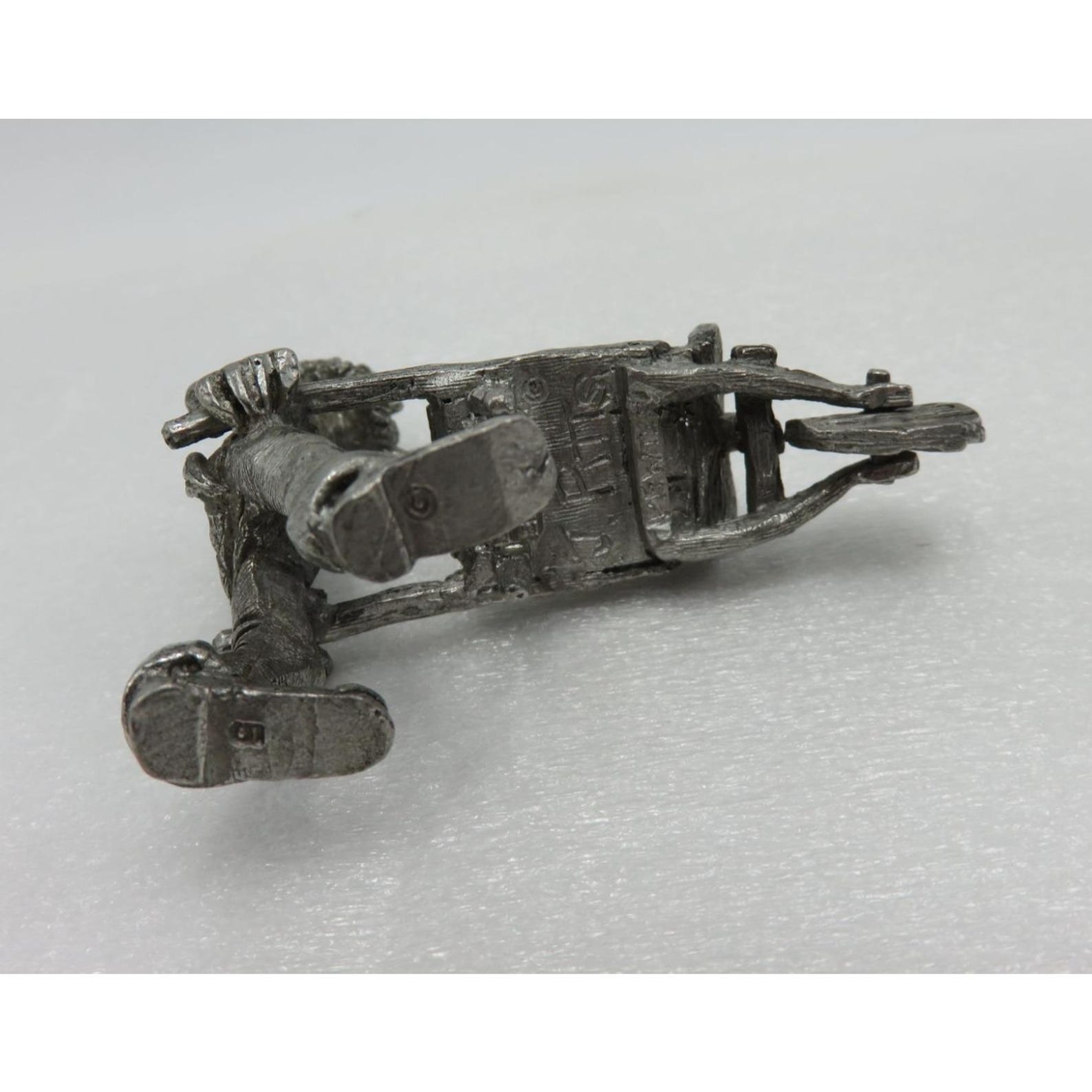 Pewter Coal Miner Miniature Figurine With Wheelbarrow England Signed ...