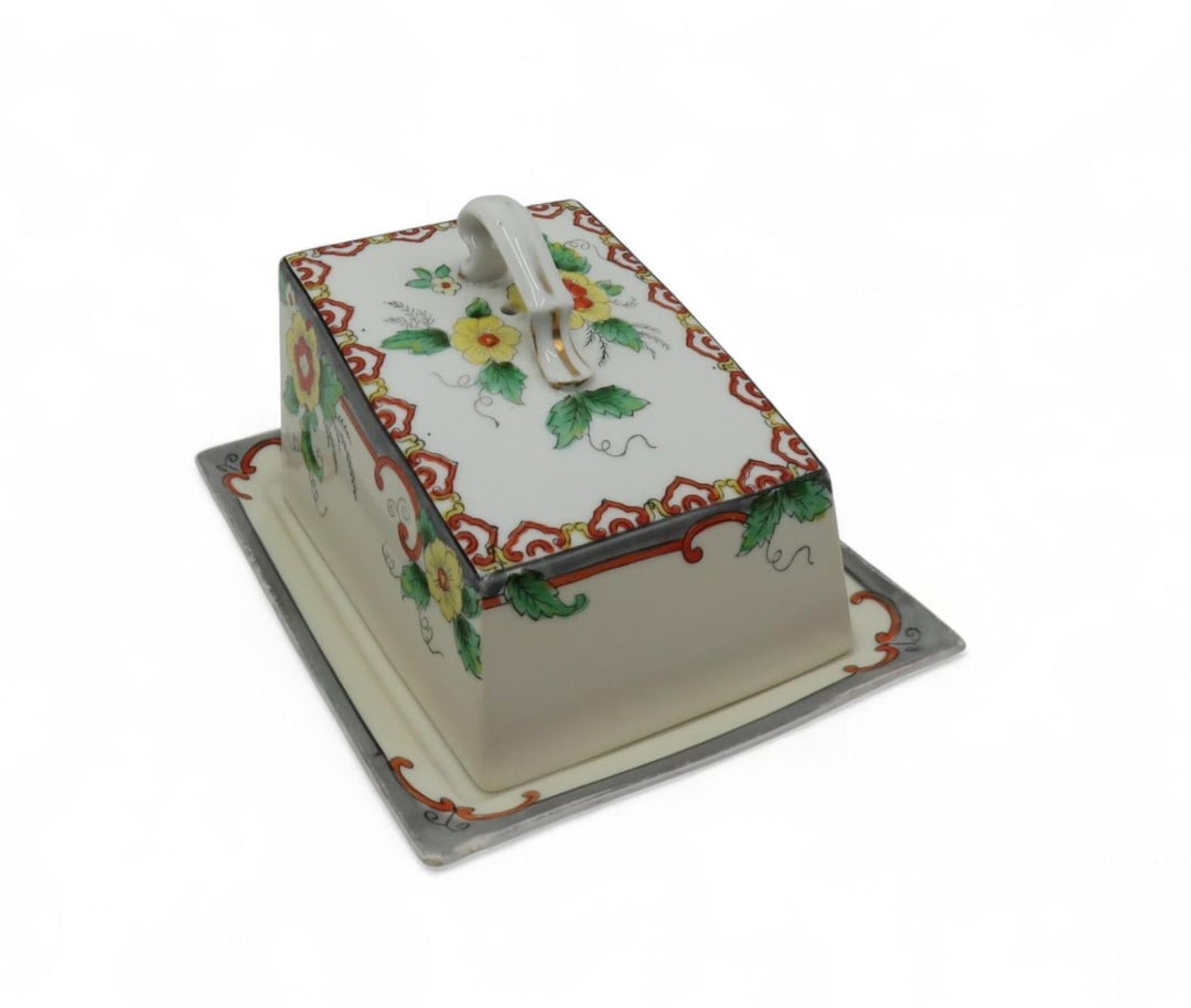 NORITAKE Butter Dish Floral Ceramic Hand-painted Set Japan Vintage - Etsy
