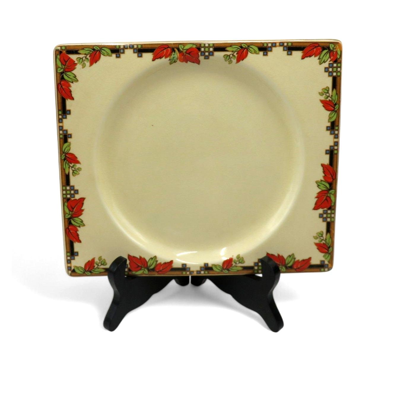 THE BIARRITZ Red Green Leaf Border Plate Royal Staffordshire England ...