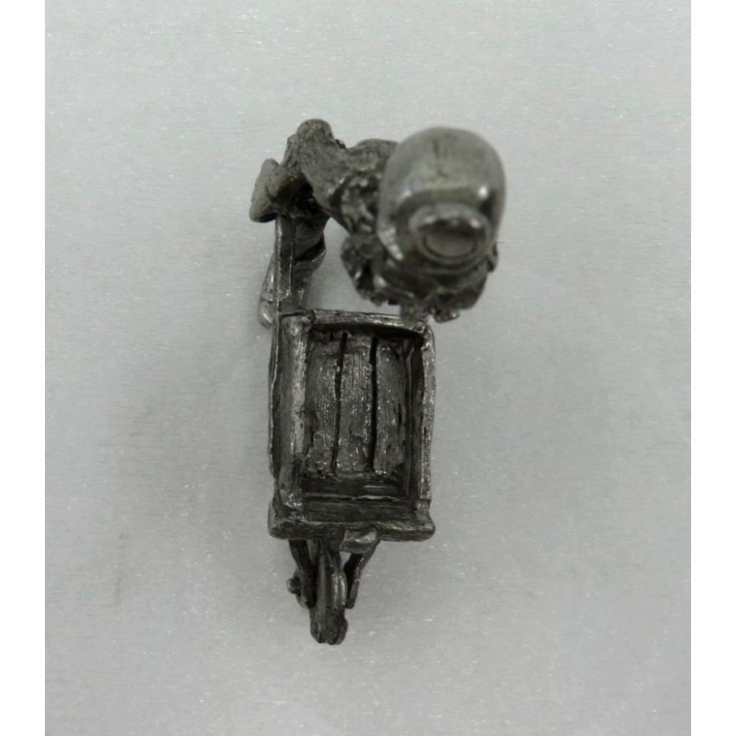 Pewter Coal Miner Miniature Figurine With Wheelbarrow England Signed ...