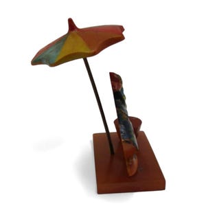 BAKELITE Miniature Folk-art FIGURINE With Umbrella and Flowers 2.3 ...