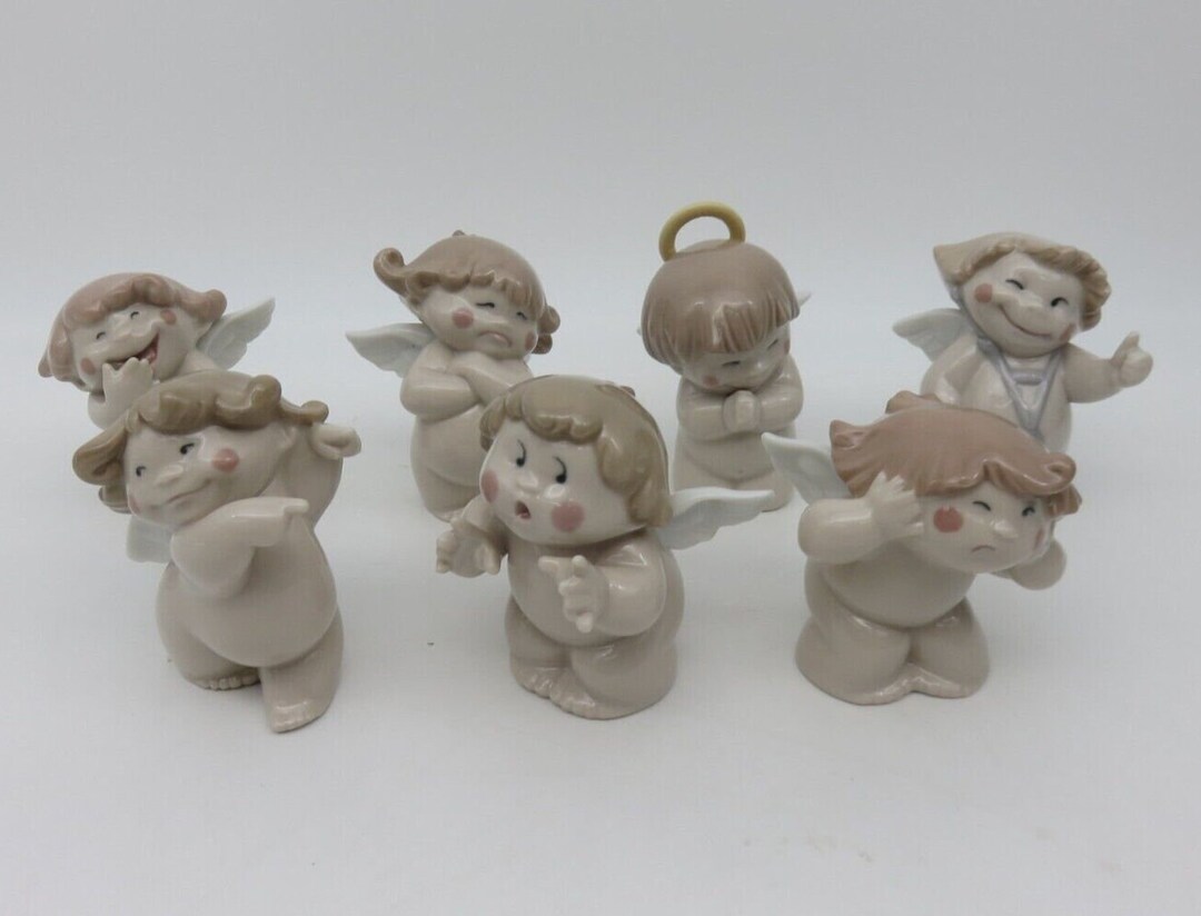 NAO Lladro Cheeky Cherubs Small Porcelain Angel Figurines 3" Boxed ...