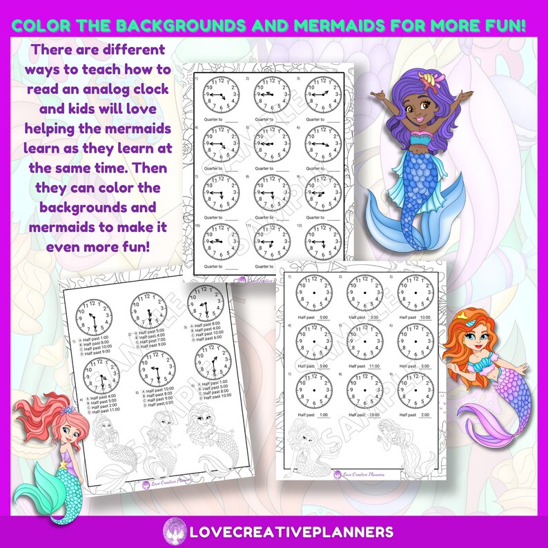 Helping the Mermaids Tell Time Worksheets Analog Time Teachers Parents ...
