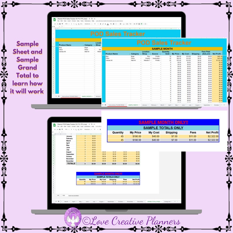 The POD Sales Tracker | Google Spreadsheet | Track Sales & Costs for ...