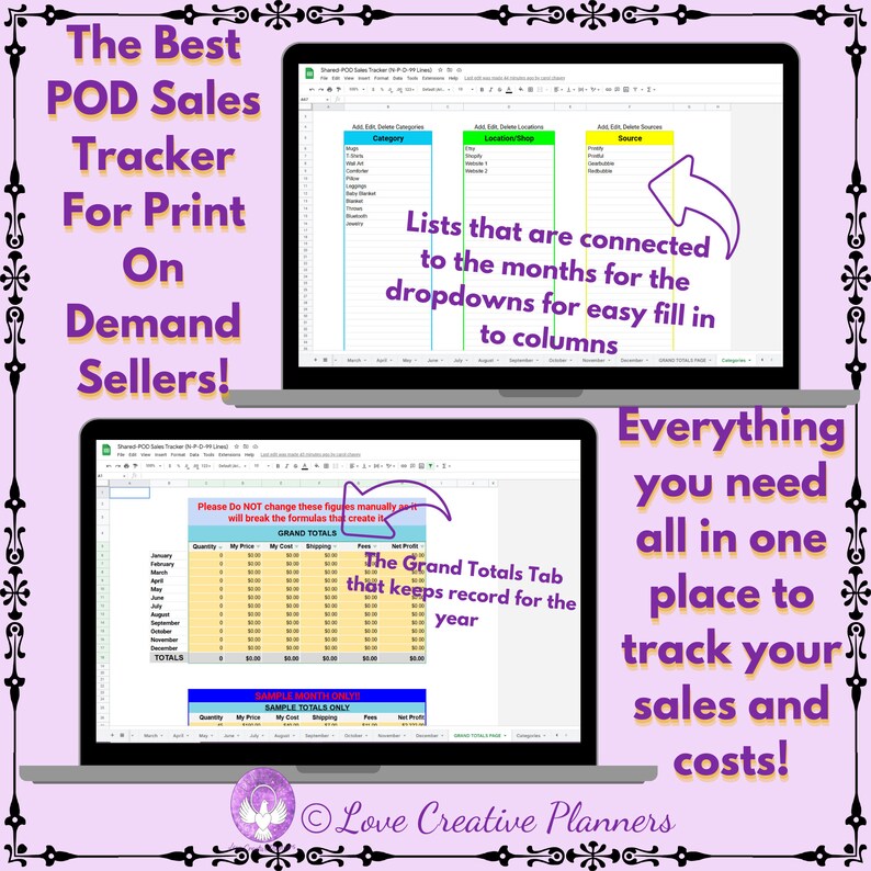 The POD Sales Tracker | Google Spreadsheet | Track Sales & Costs for ...