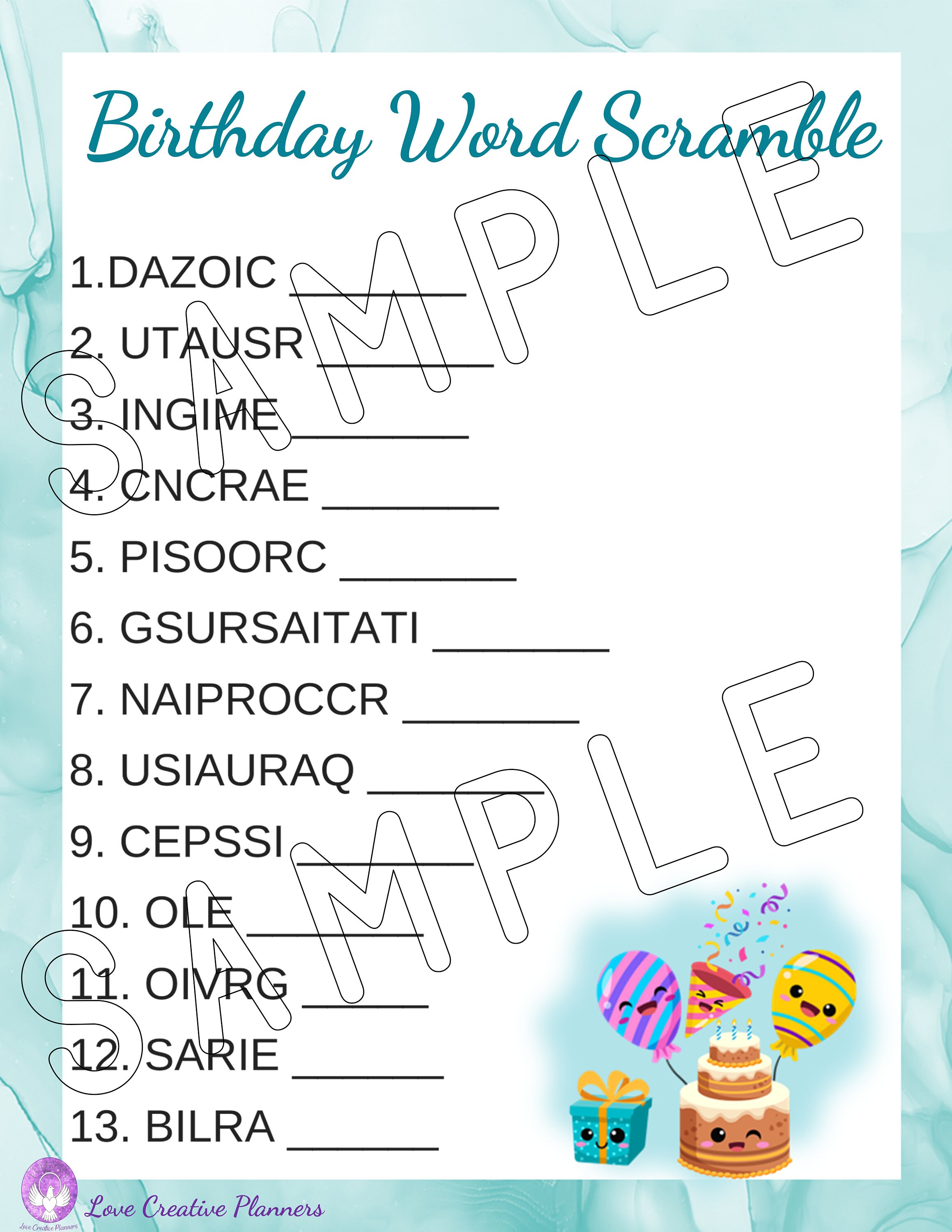 12 Printable Birthday Cake Party Games | Tweens | Adults | Birthday ...