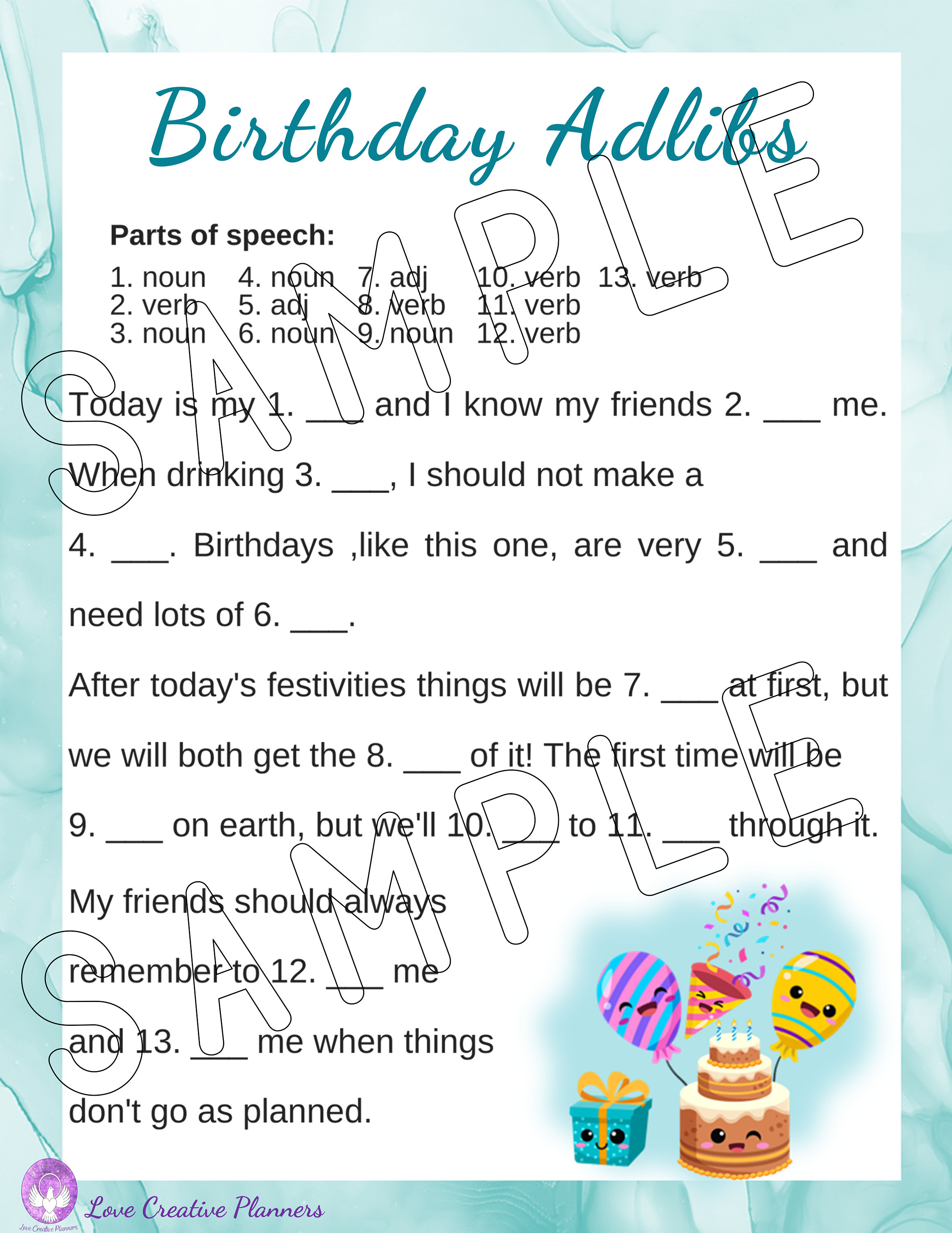 12 Printable Birthday Cake Party Games Tweens Adults Birthday Games ...