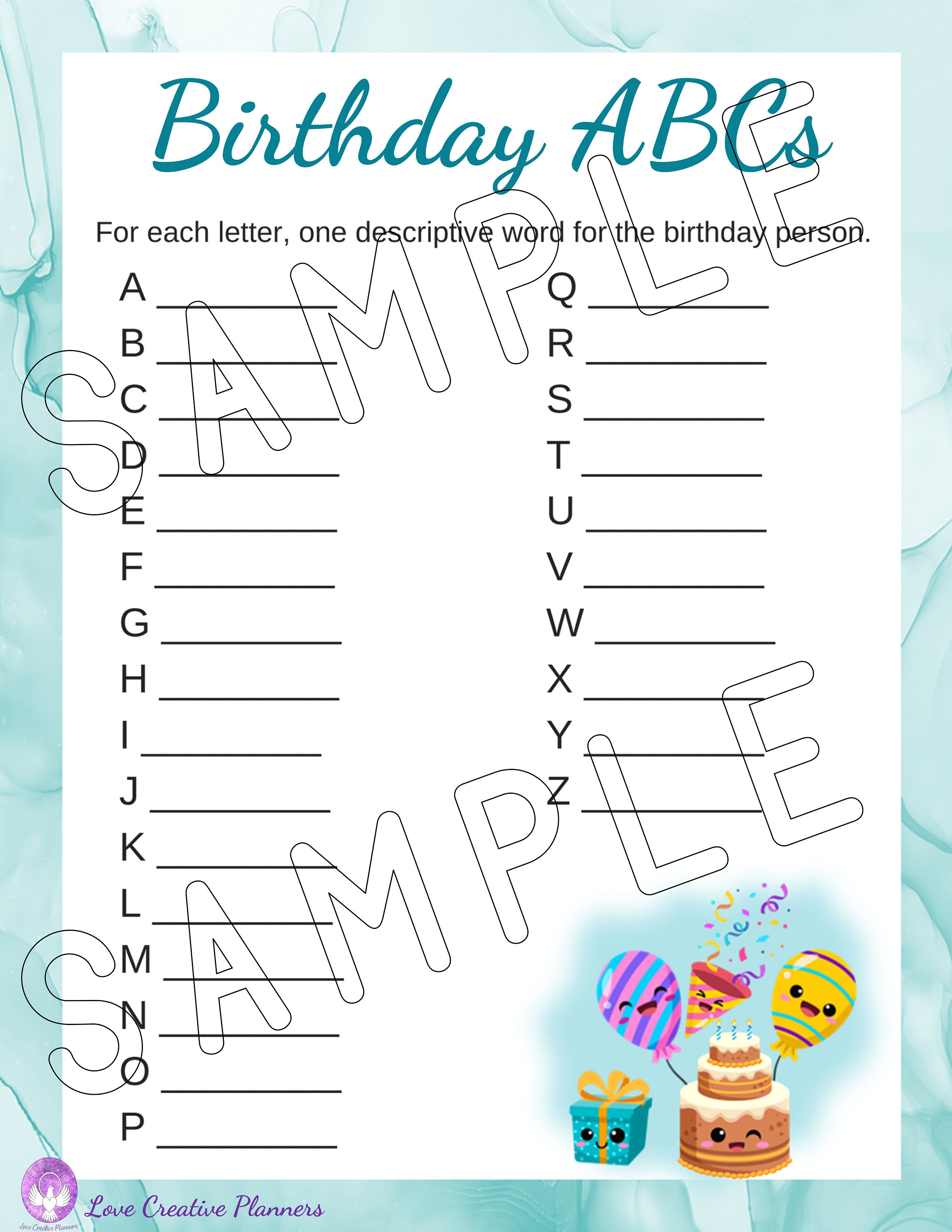 12 Printable Birthday Cake Party Games Tweens Adults Birthday Games ...