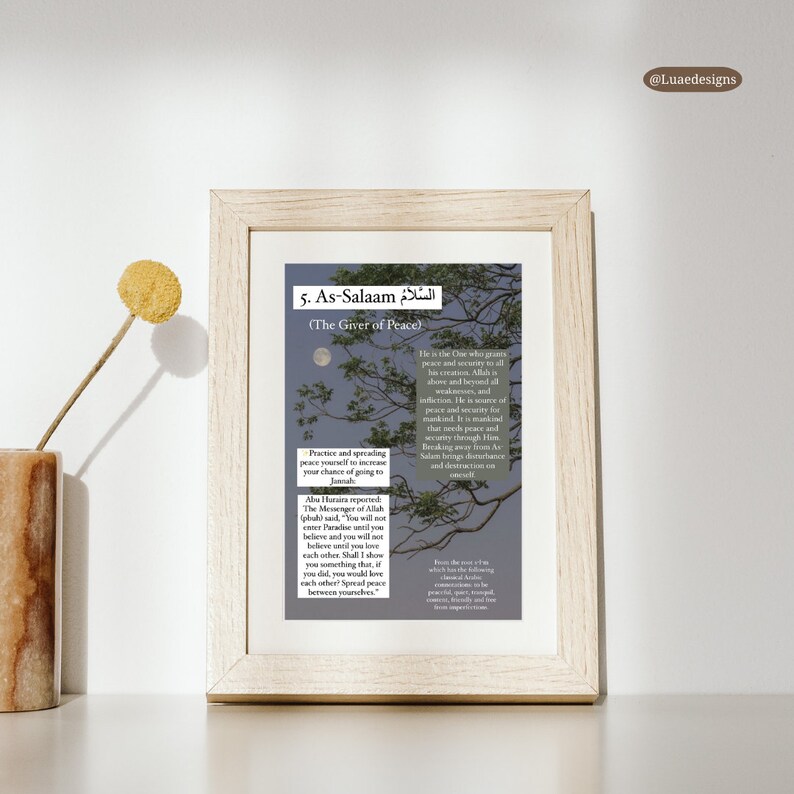 99 Names of Allah Islamic Digital Art, Muslim Printable Poster, Social ...