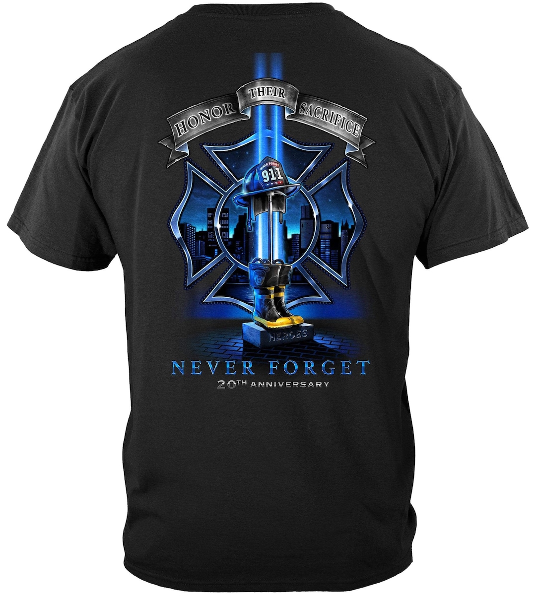 Firefighter 9-11 20 Year Never Forget Soldier Cross T-shirt - Etsy