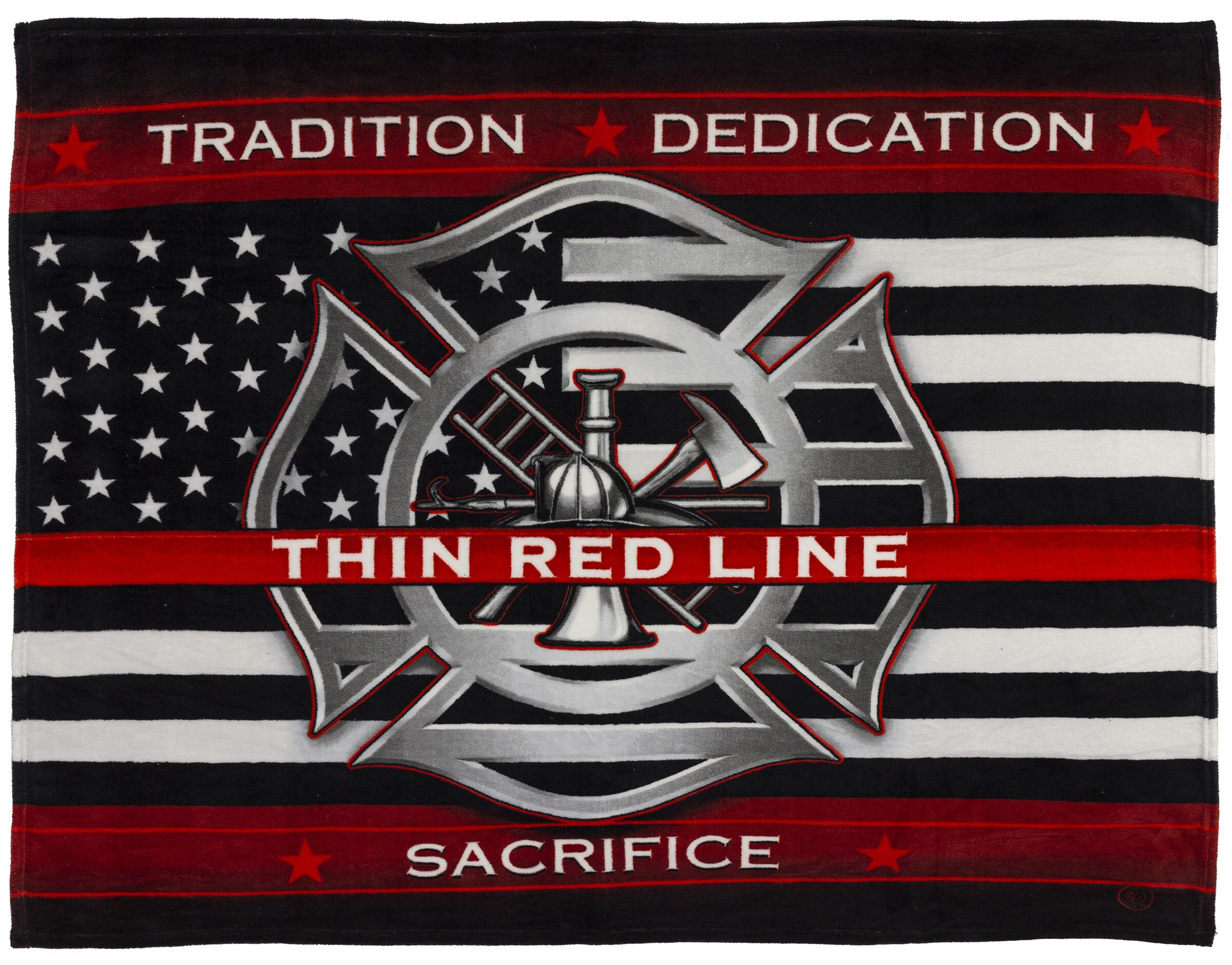 Thin Red Line Firefighter Patriotic Premium Fleece Blanket | Etsy