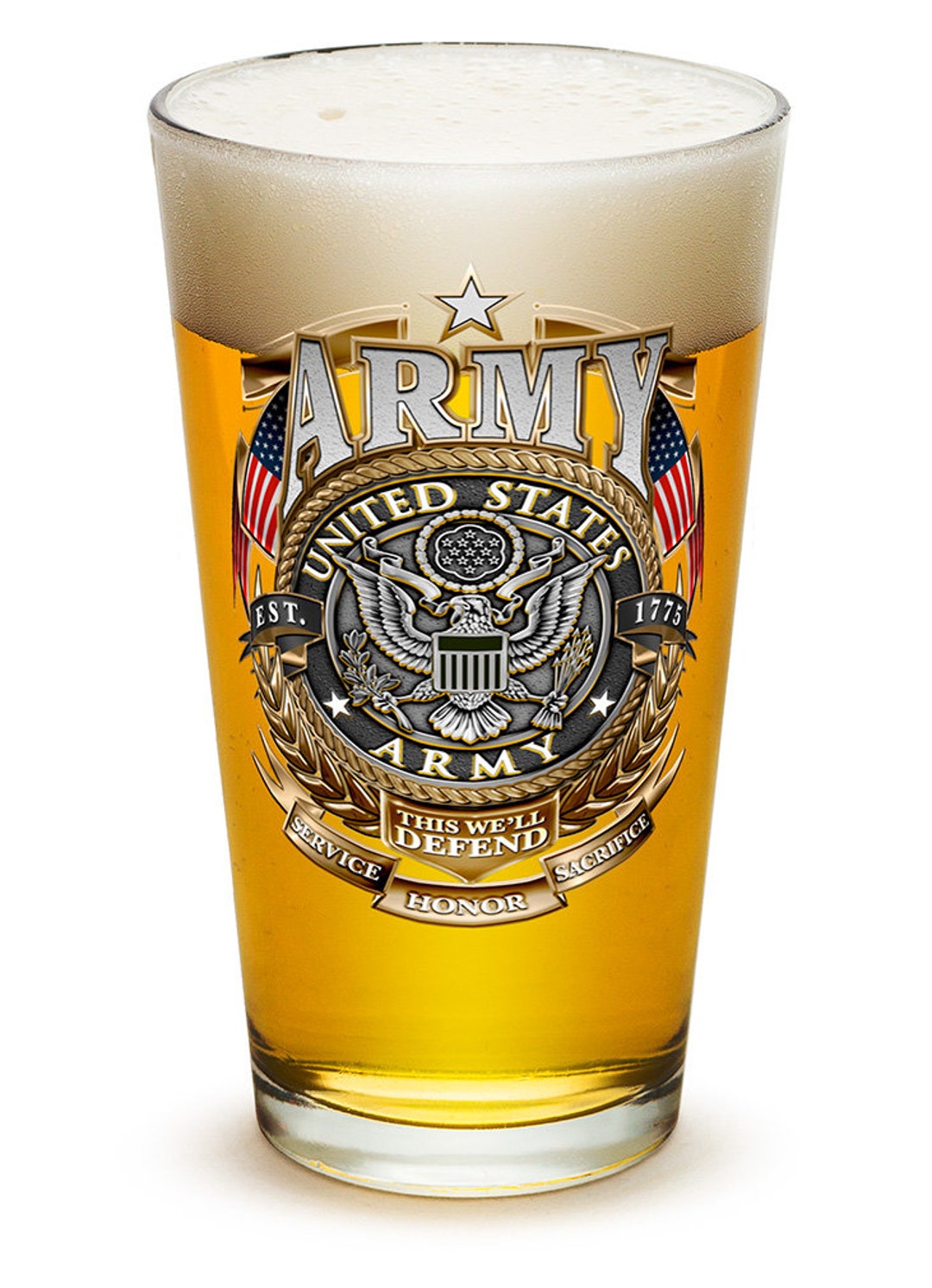 Army Gold Shield 16oz Pint Glass Glass Set - Etsy