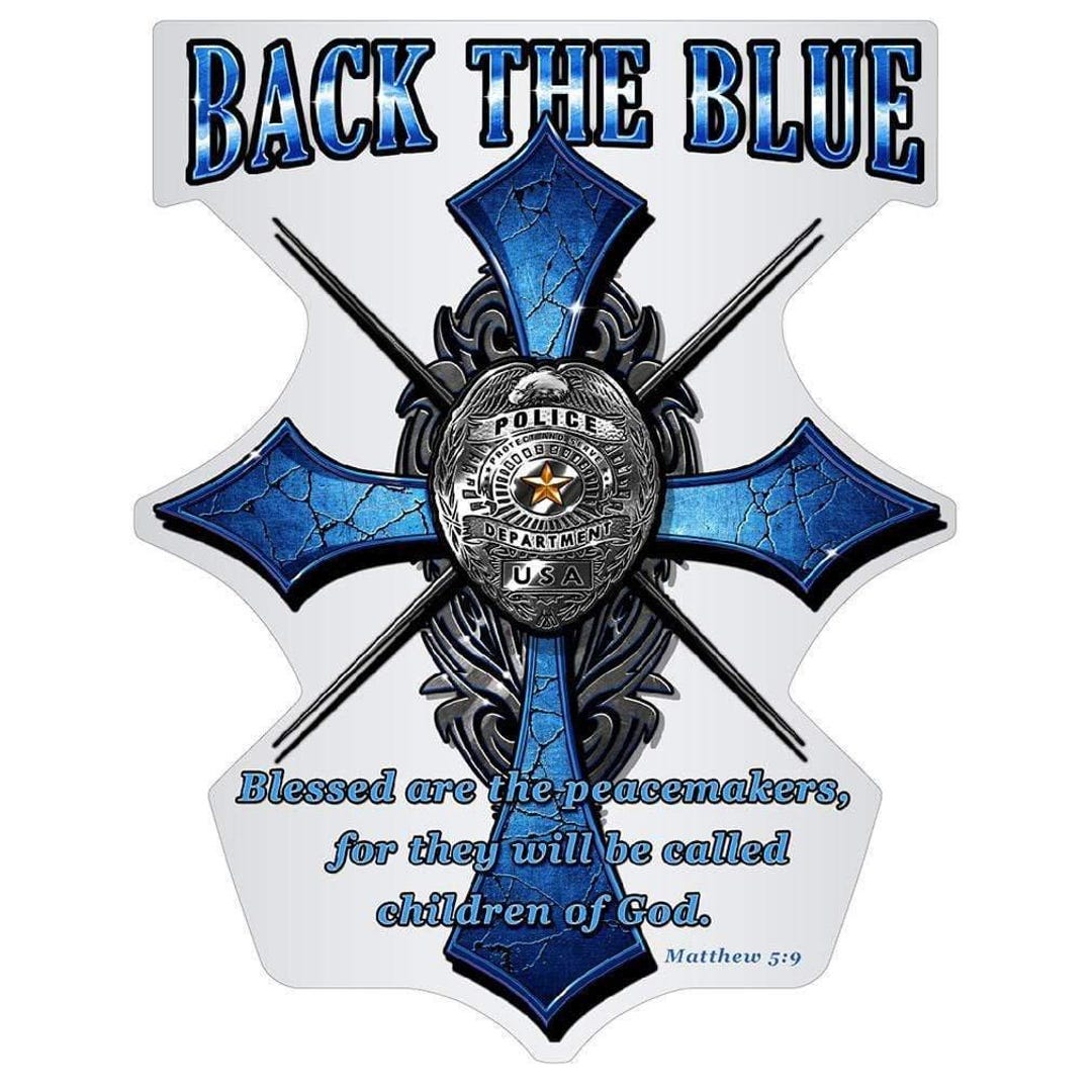 Back the Blue Reflective Decal, Matthew 5:9 (car Window, Outdoor Use ...