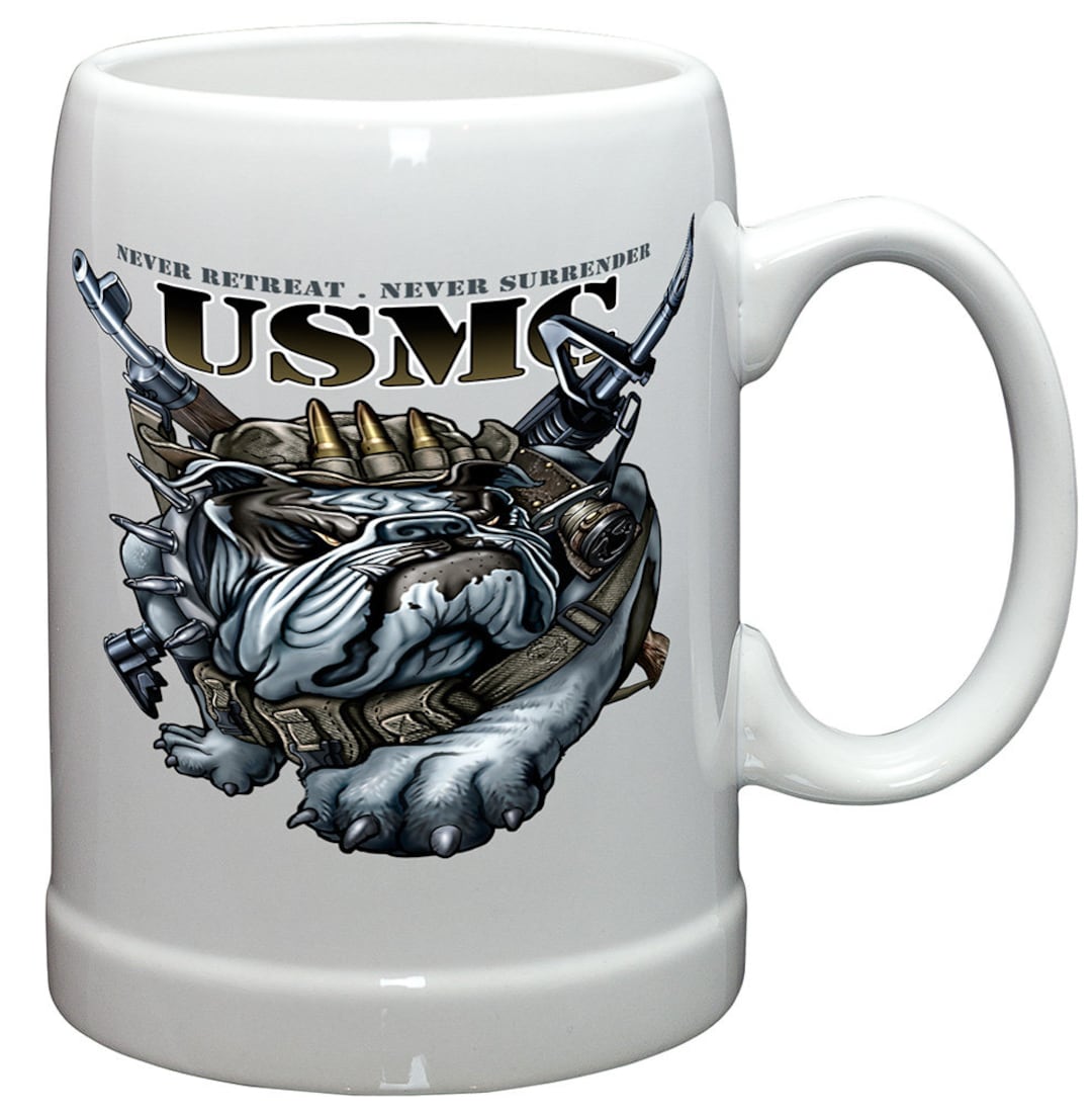 USMC Never Retreat Never Surrender Marine Corps Stoneware White Coffee ...