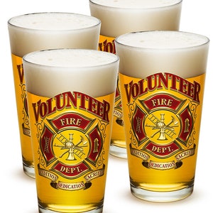 Volunteer Firefighter 16oz Pint Glass Glass Set - Etsy