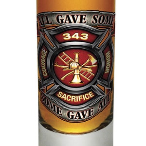 Fire Honor Courage Sacrifice 343 Badge Firefighter 2oz Shooter Shot ...