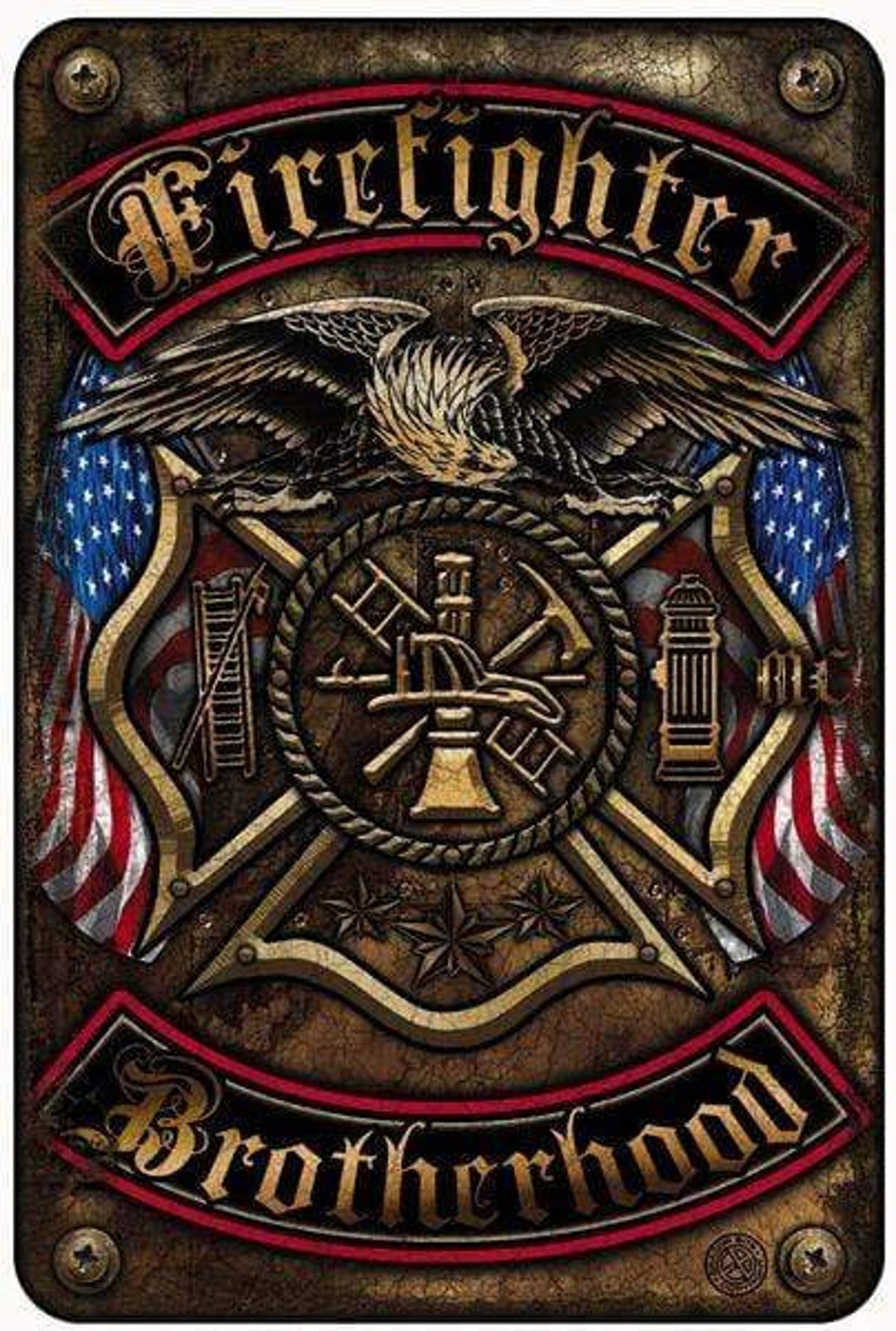 Firefighter Brotherhood Double Flag Aluminium Sign Decor - Etsy