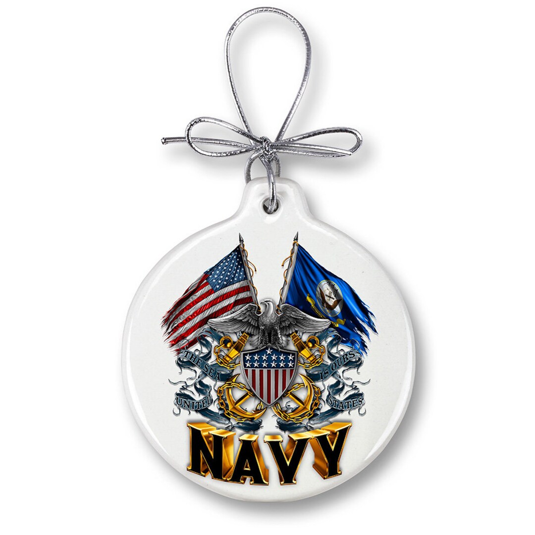 US Navy Shield Double Flag Eagle Christmas Tree Ornaments - Etsy