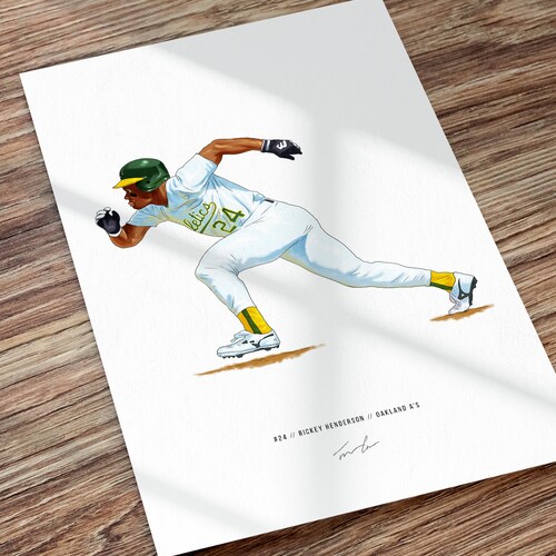 Rickey Henderson Hitting Oakland A's Athletics Baseball - Etsy