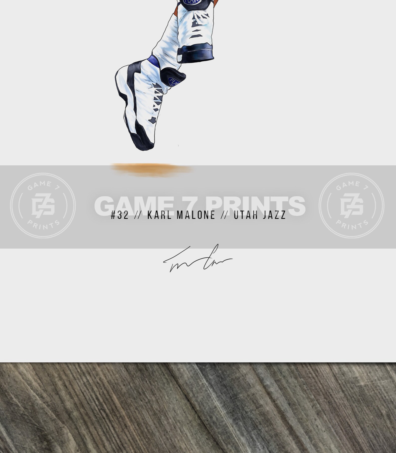 Karl Malone Utah Jazz Basketball Illustrated Print Poster Art | Etsy