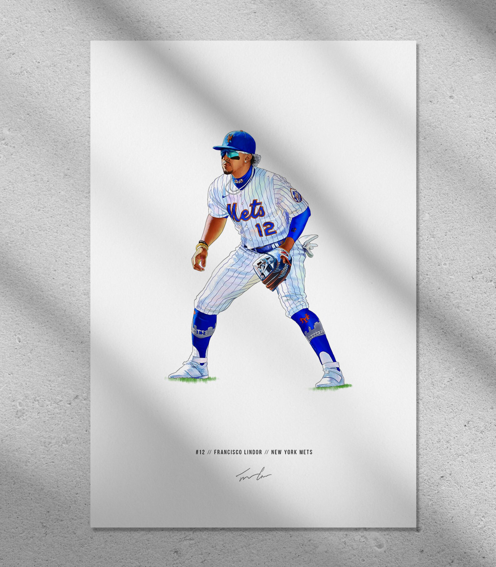 Francisco Lindor New York Mets Baseball Illustrated Print | Etsy