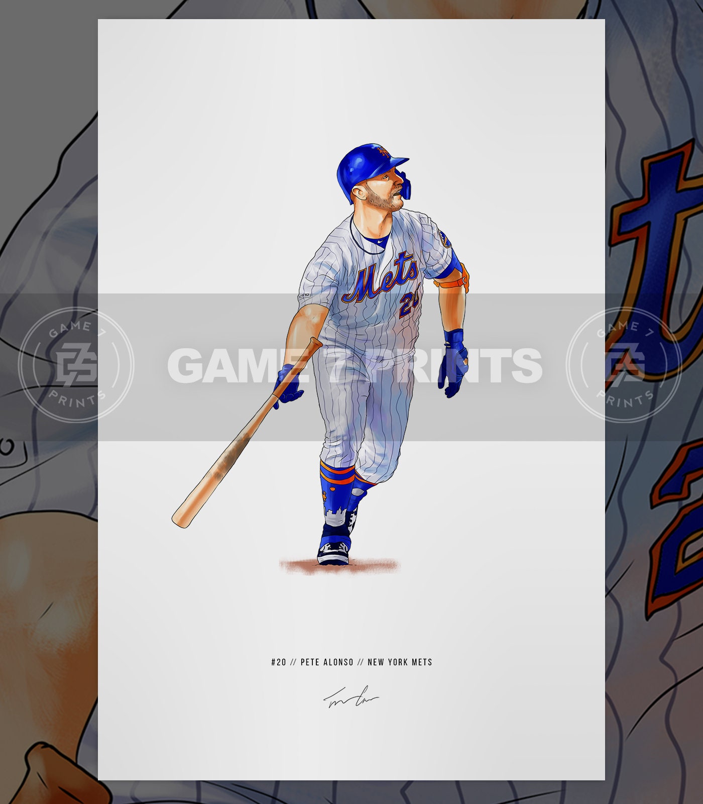Pete Alonso New York Mets Baseball Illustrated Print Poster | Etsy