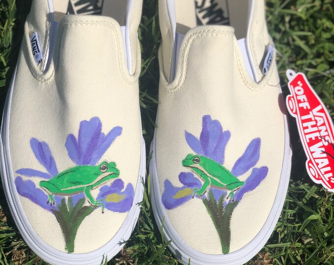 Frogs: Custom Painted Slip on Vans - Etsy