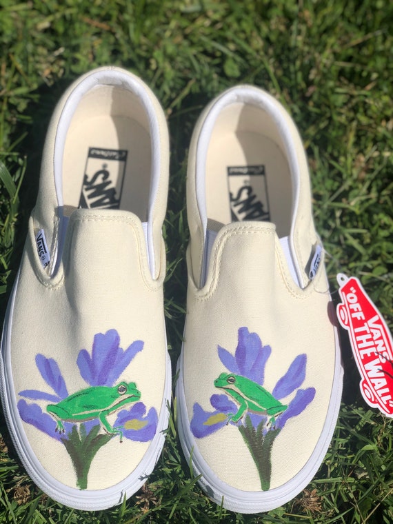 Frogs: Custom Painted Slip On Vans | Etsy